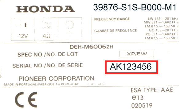 Honda Radio Codes - Radiocode24.de