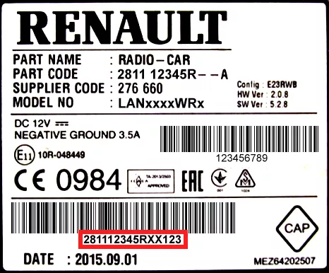 Renault Media NAV LG Radio Code - Radiocode24.de